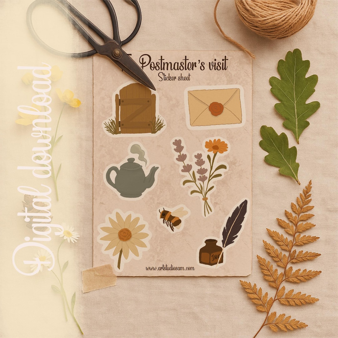 Printable Cottagecore Sticker Sheet – “the Postmaster’s Visit” | A6 ...