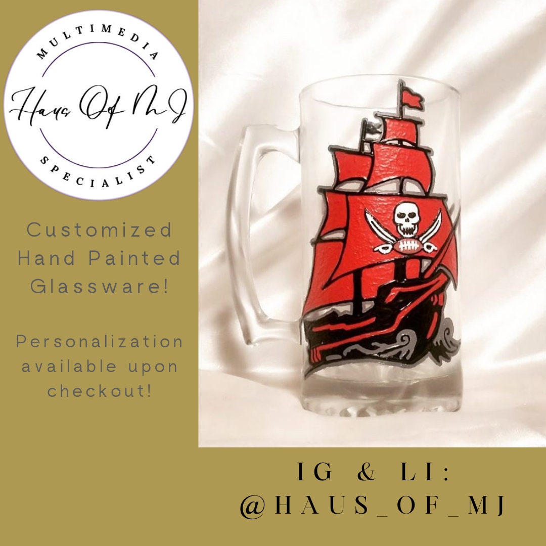 Hand Painted Glassware Pirate Ship - Etsy