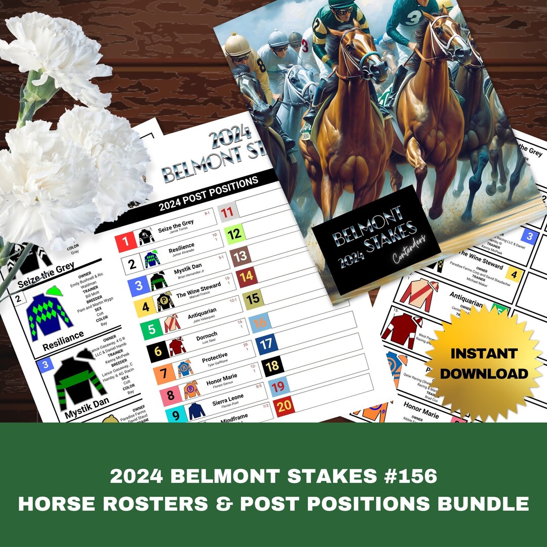2024 Belmont Stakes Horse Roster and Post Positions Bundle, Jockey ...
