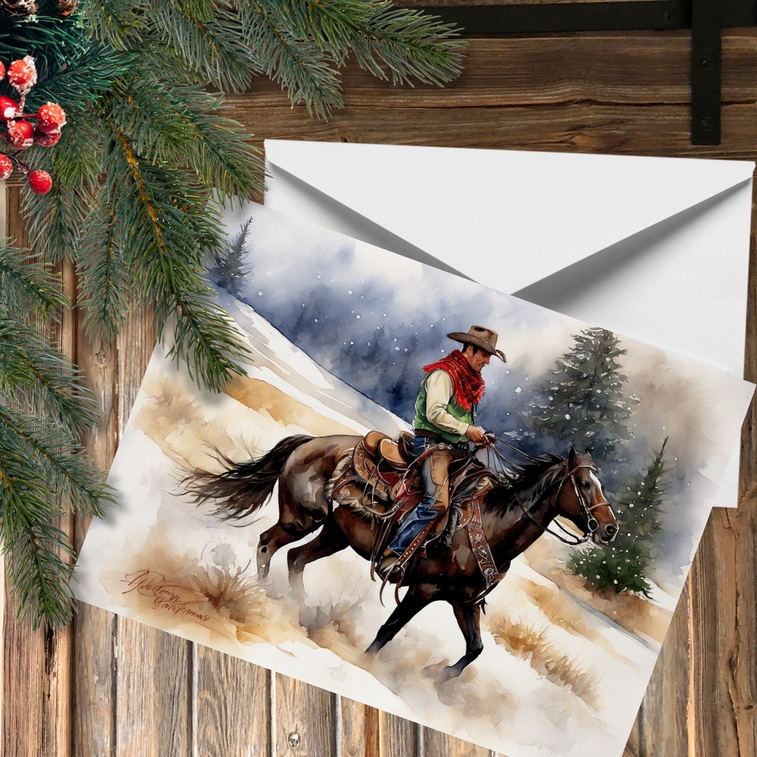 Cowboy Christmas Cards: Western Holiday Greeting Cards - Etsy
