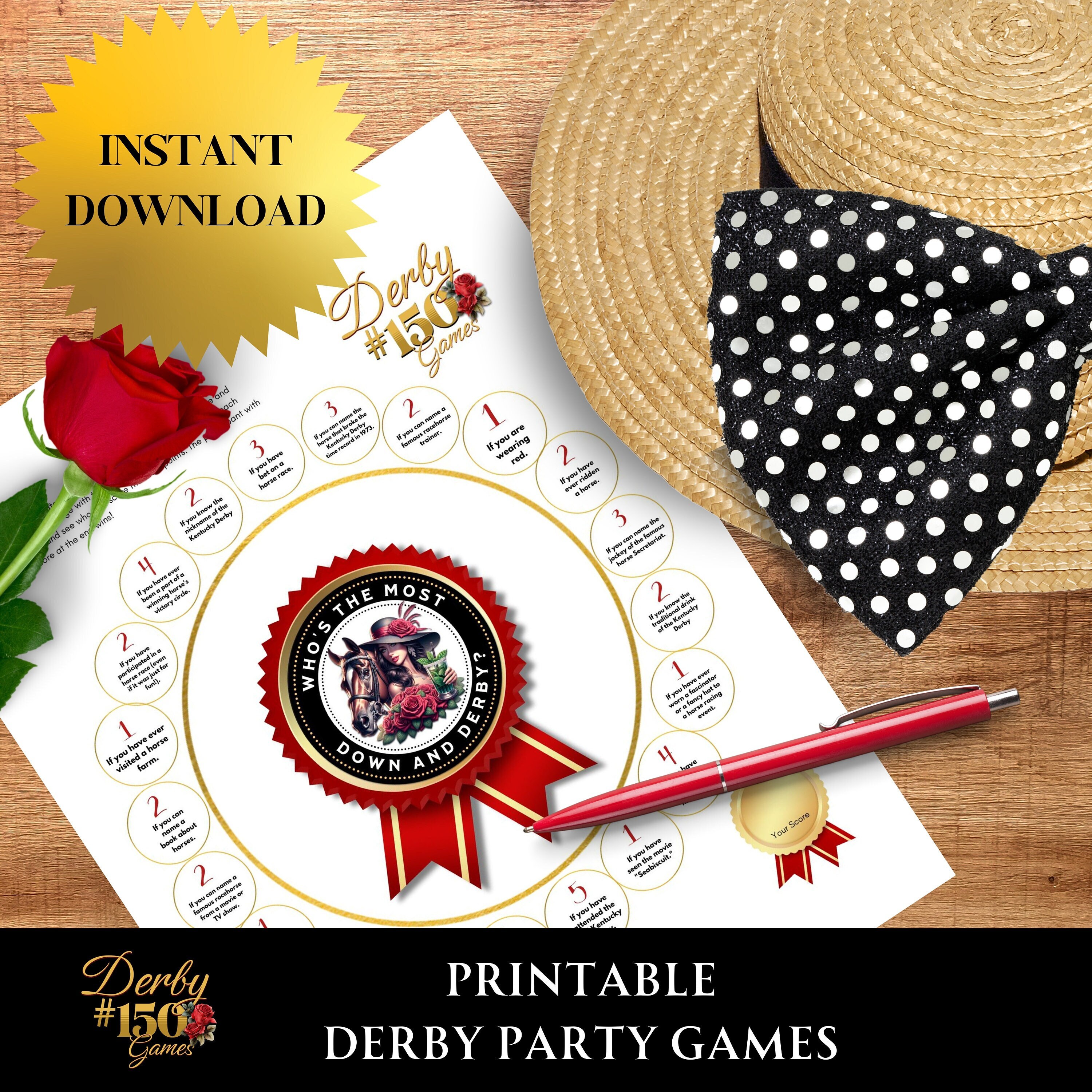 Printable Derby Watch Party Game Kentucky Derby 150 Down and Derby Game ...