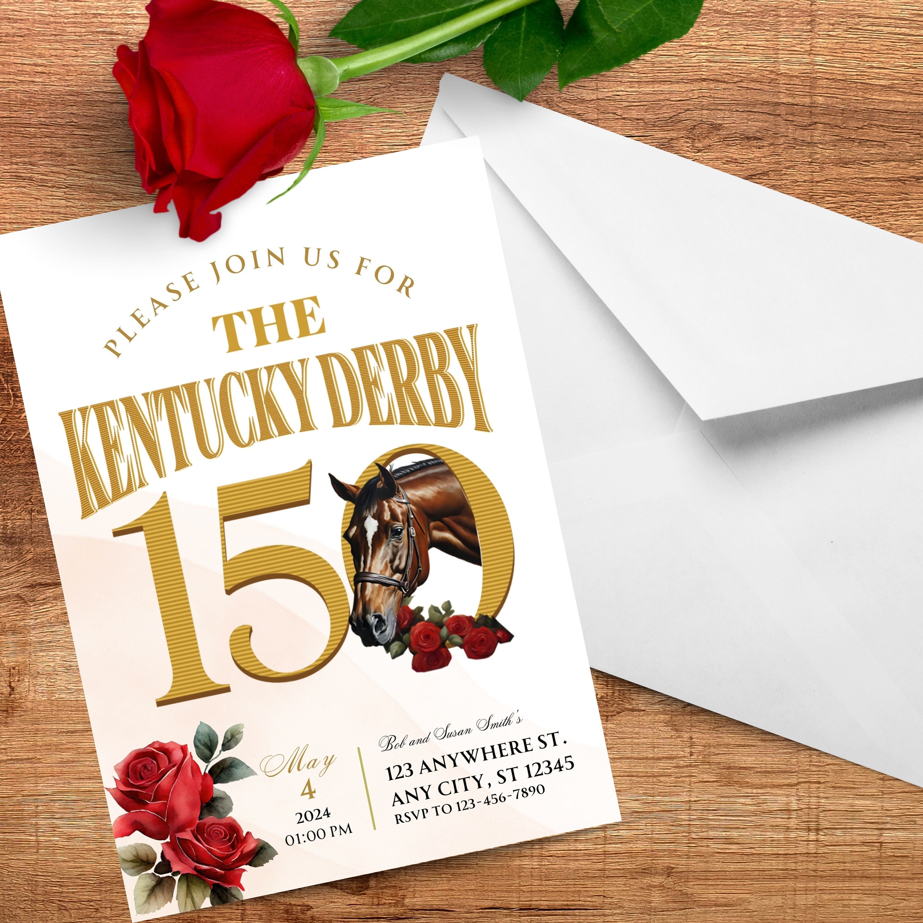 Customizable Kentucky Derby 150 Party Invitations Choose Your Paper ...