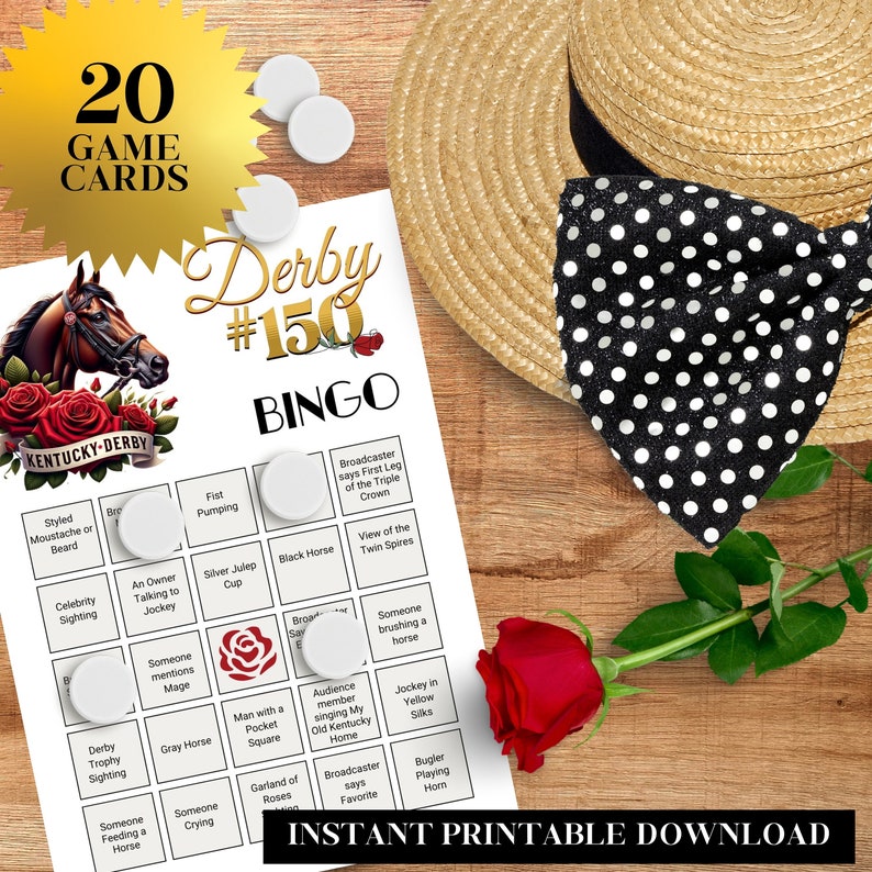 Kentucky Derby 150 Party Spot It Bingo Game Instant Digital Download ...