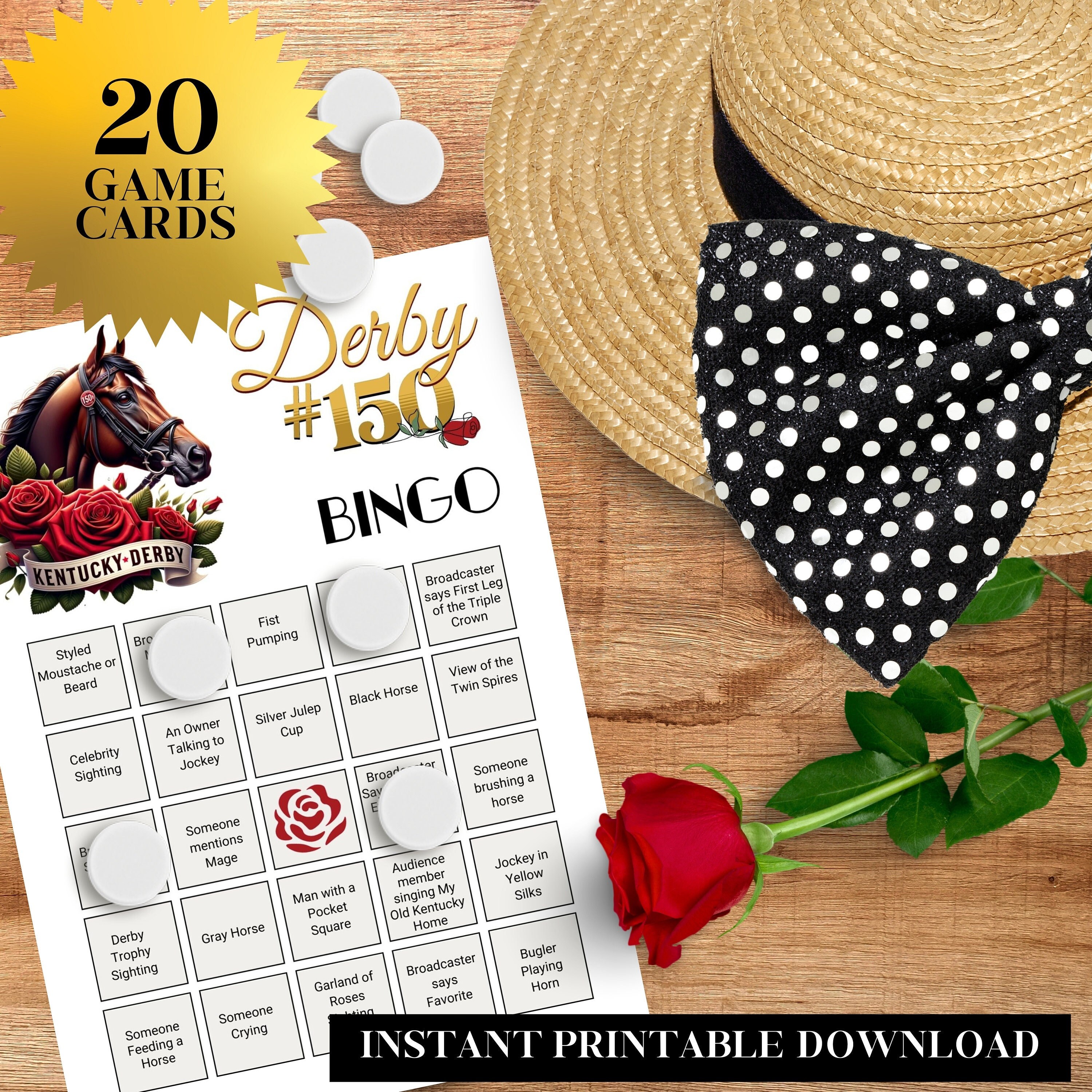 Kentucky Derby 150 Party Spot It Bingo Game Instant Digital Download ...