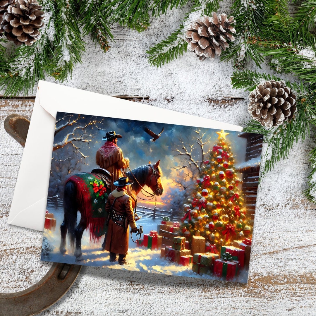 Cowboy Christmas Card Bundle, Western Themed Christmas Greeting Cards ...