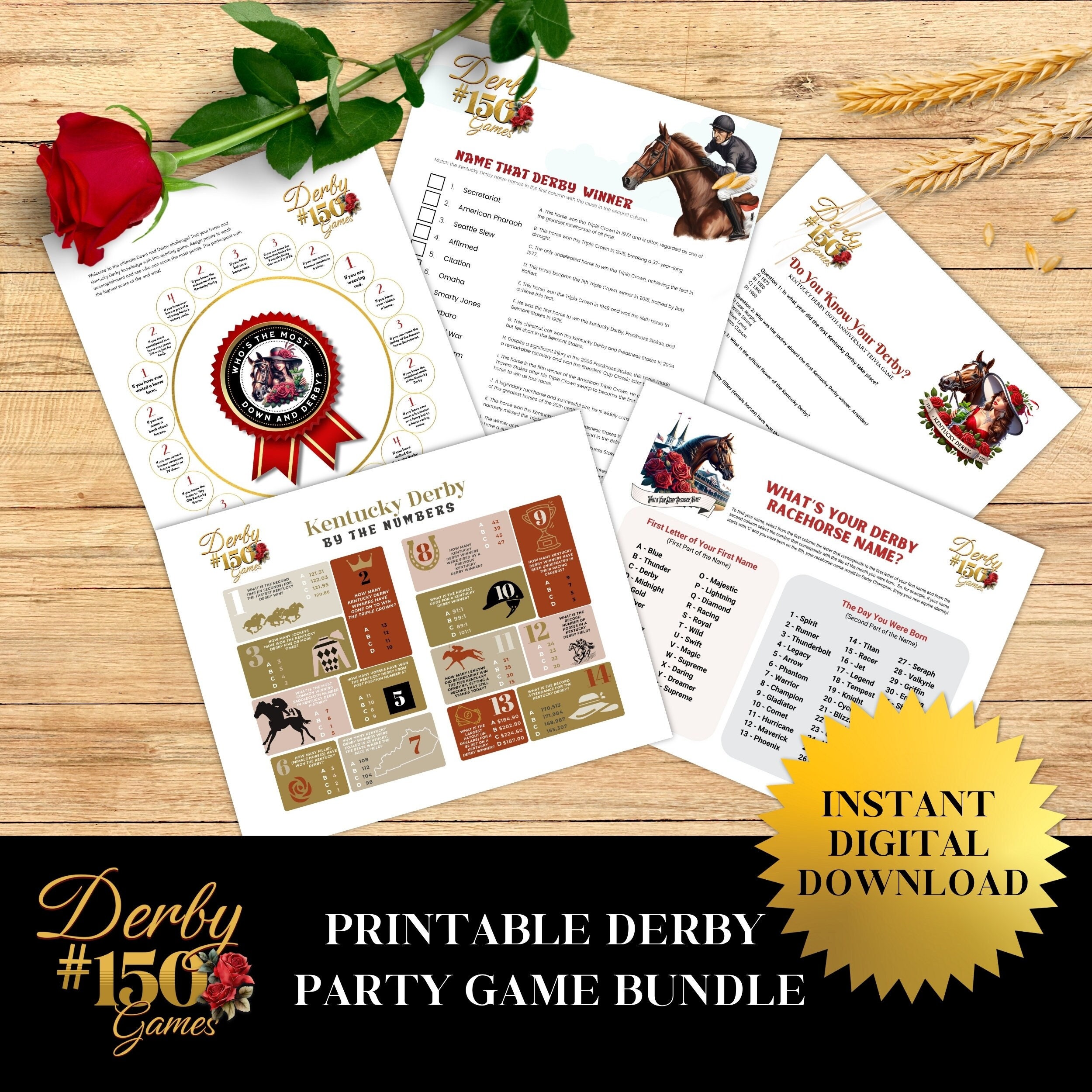 Kentucky Derby Party Games Bundle Instant Digital Download Printable ...
