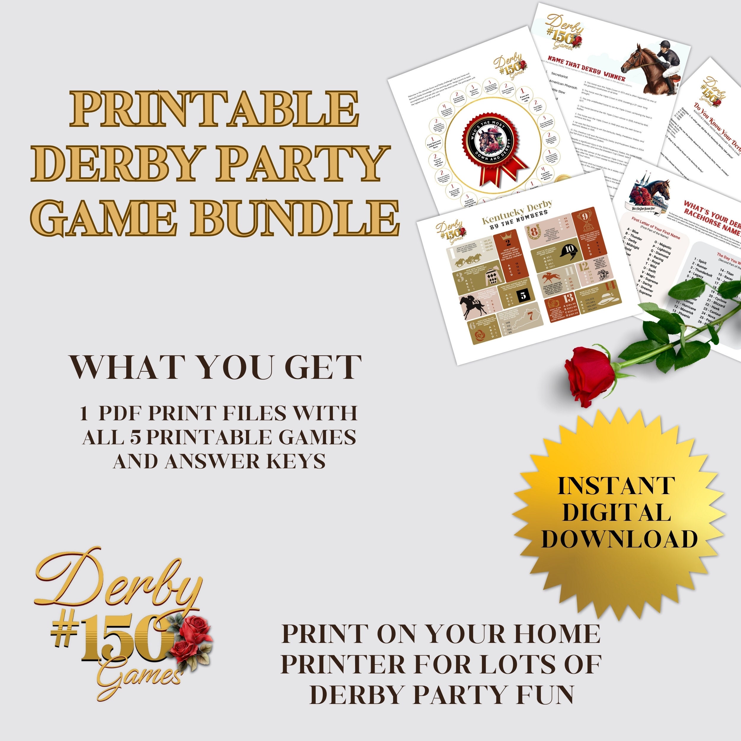Kentucky Derby Party Games Bundle Instant Digital Download Printable ...