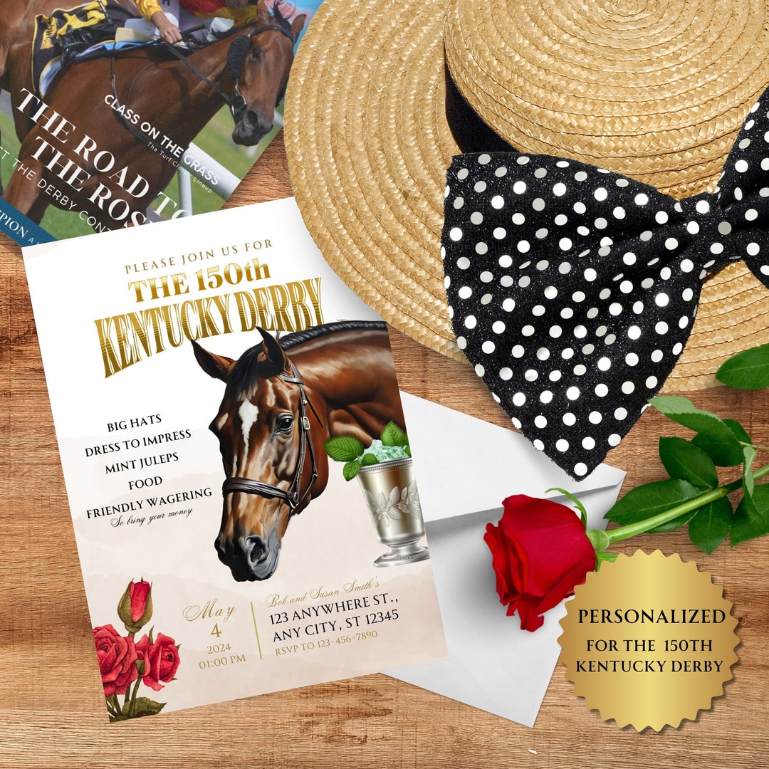 Customizable Kentucky Derby 150 Party Invitations Choose Your Paper ...