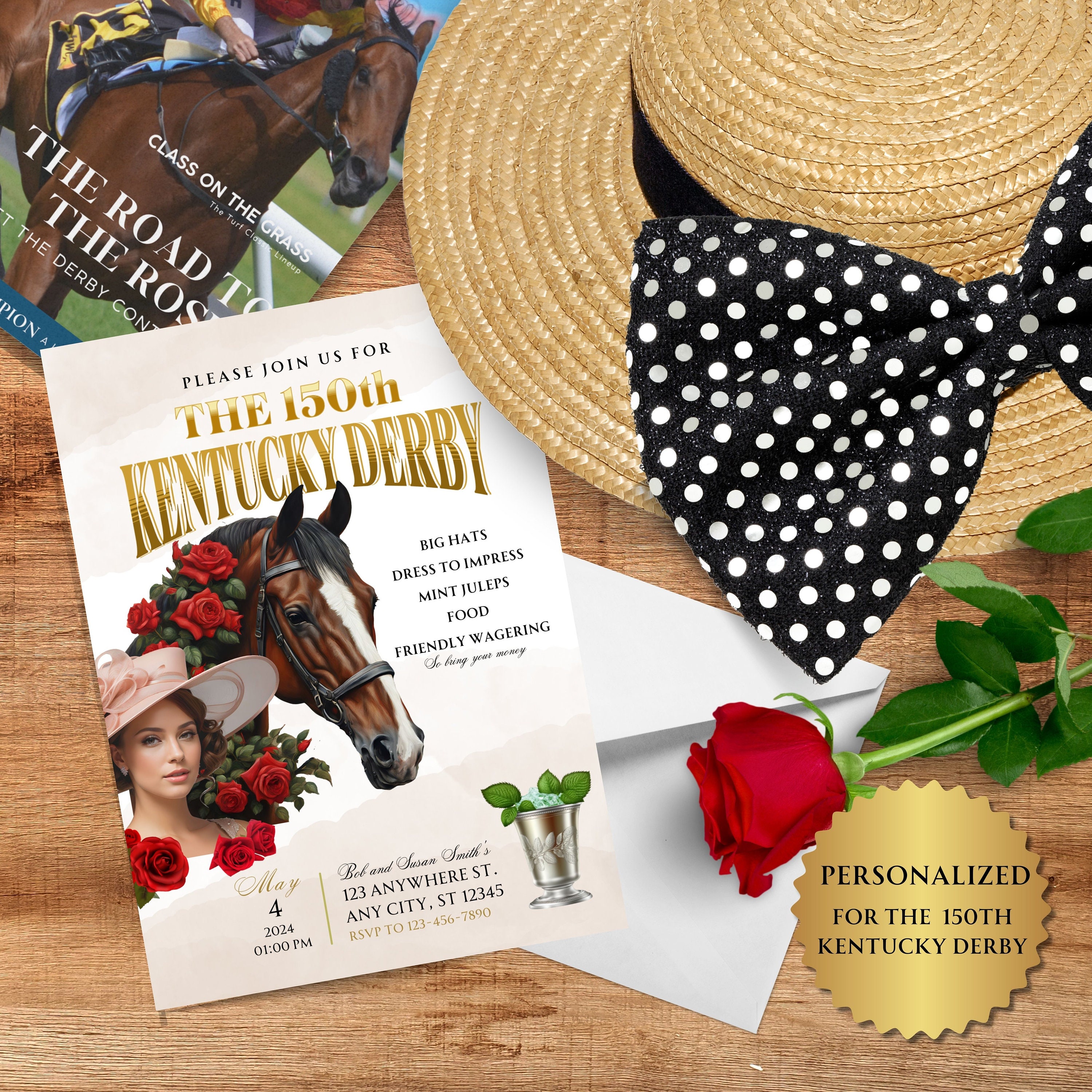 Customizable Kentucky Derby 150 Party Invitations Personalized Derby ...