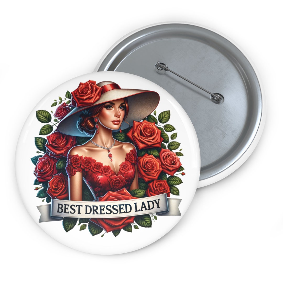 Kentucky Derby Party Prize: Best Dressed Lady Pin Button Sturdy Metal ...