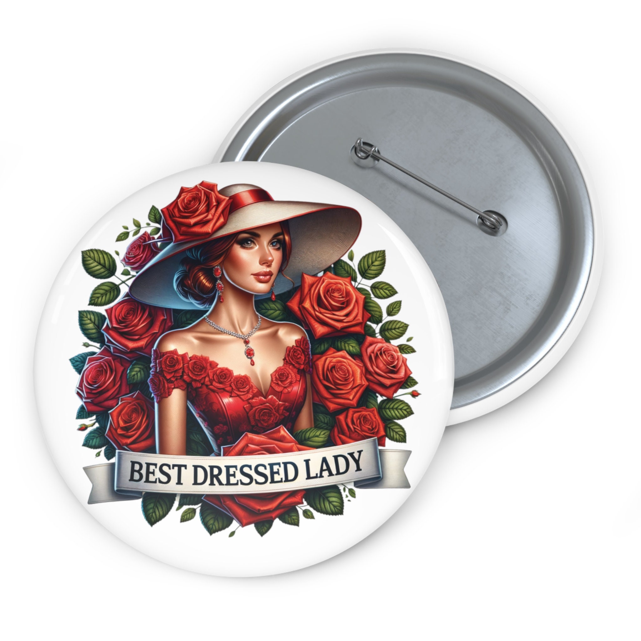 Kentucky Derby Party Prize: Best Dressed Lady Pin Button Sturdy Metal ...