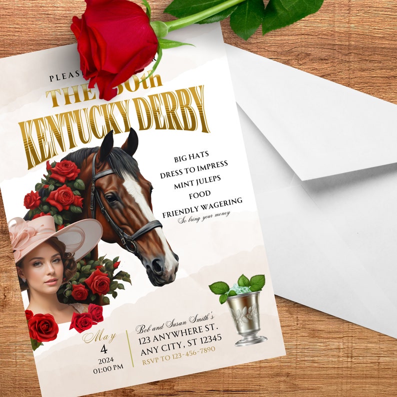 Customizable Kentucky Derby 150 Party Invitations Personalized Derby ...