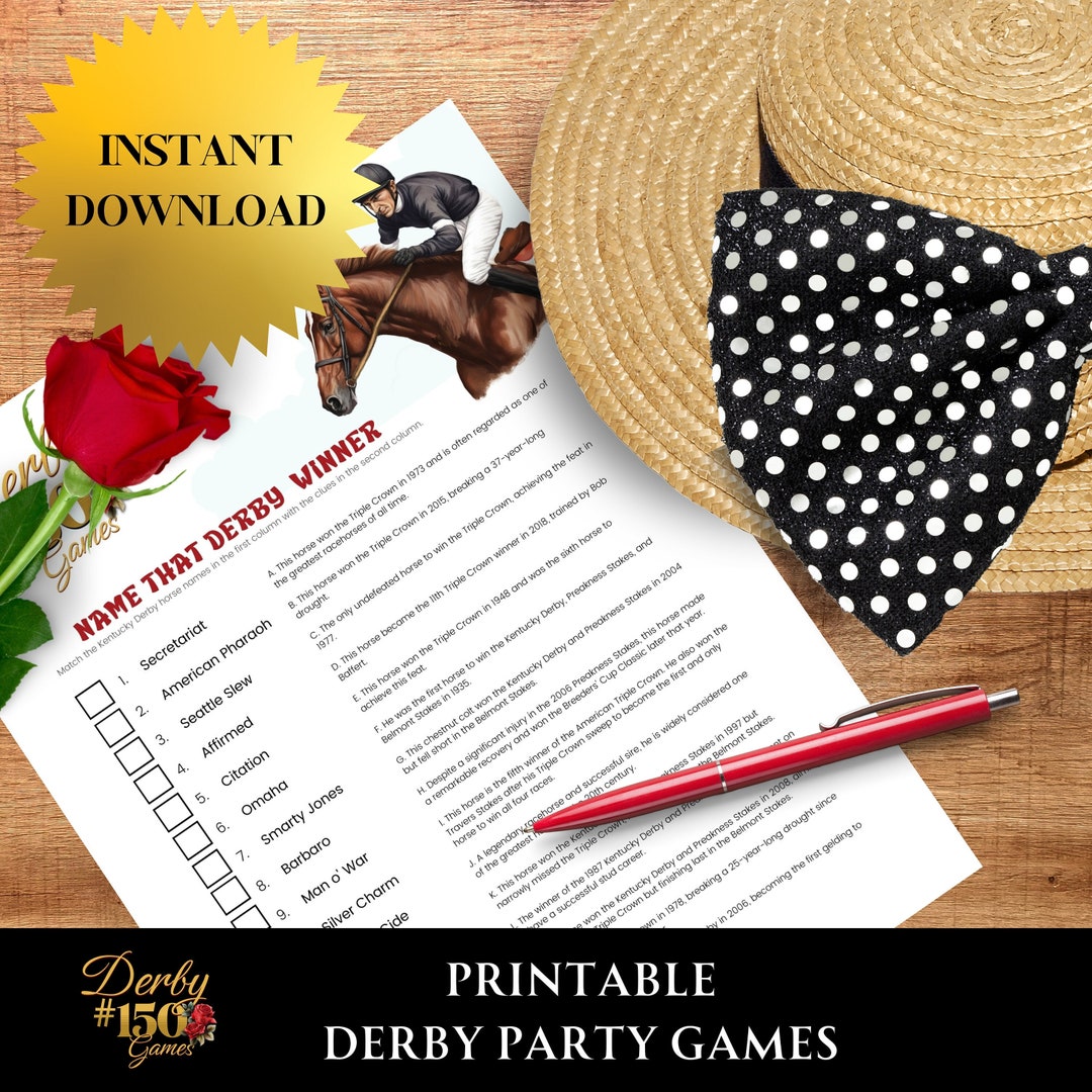Printable Derby Watch Party Game Kentucky Derby 150 Trivia Game