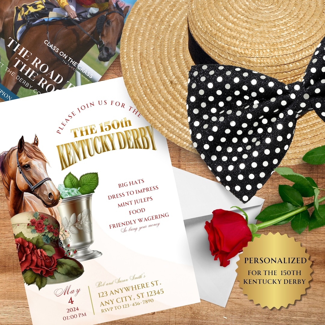 Customizable Kentucky Derby 150 Party Invitations Choose Your Paper ...