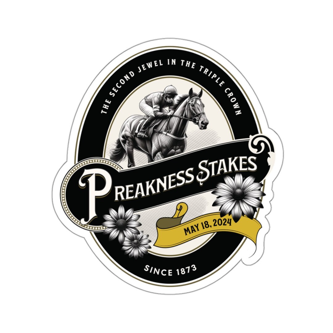 Preakness Stakes Kiss Cut Sticker, Horse Race Party Favors, Preakness ...
