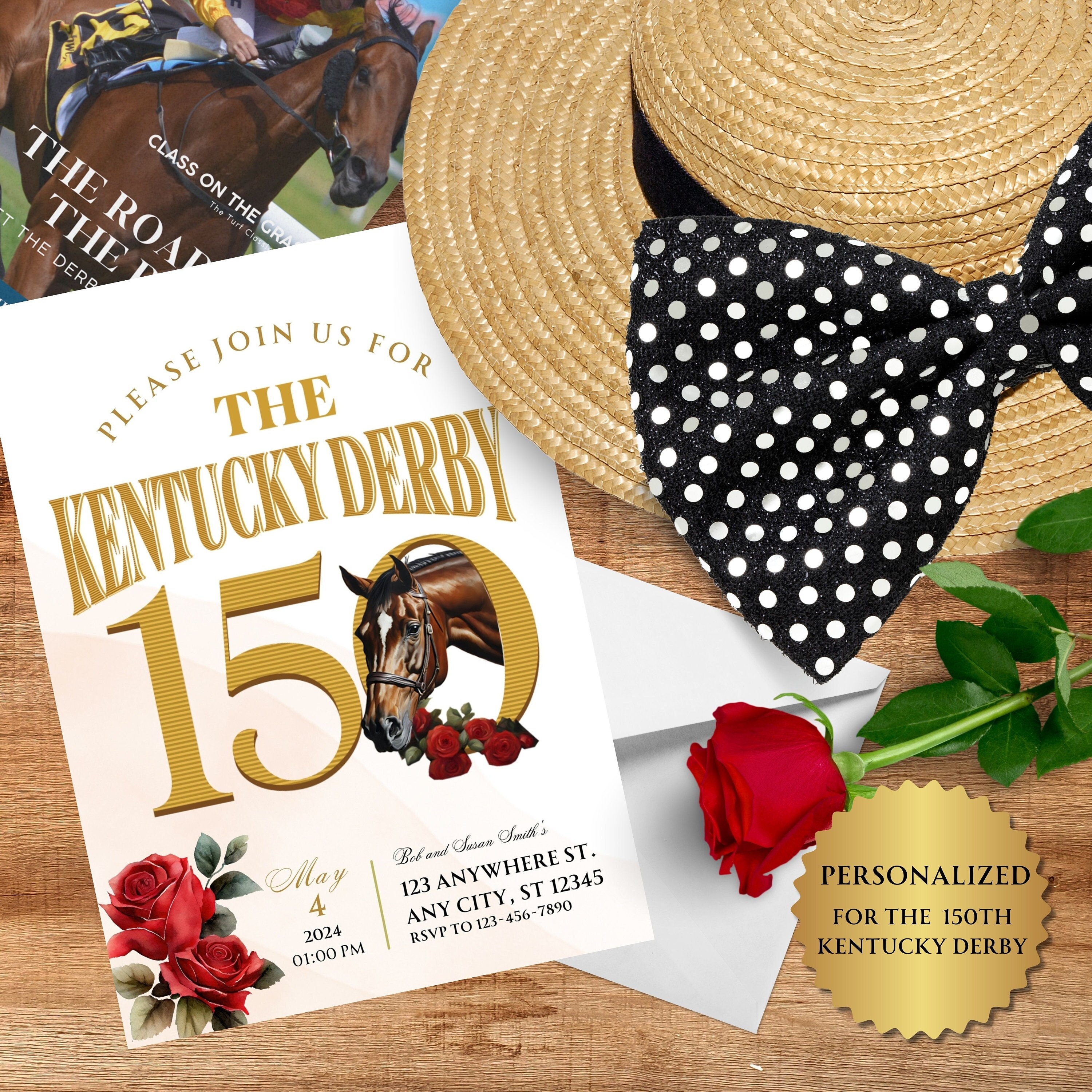 Customizable Kentucky Derby 150 Party Invitations Choose Your Paper ...