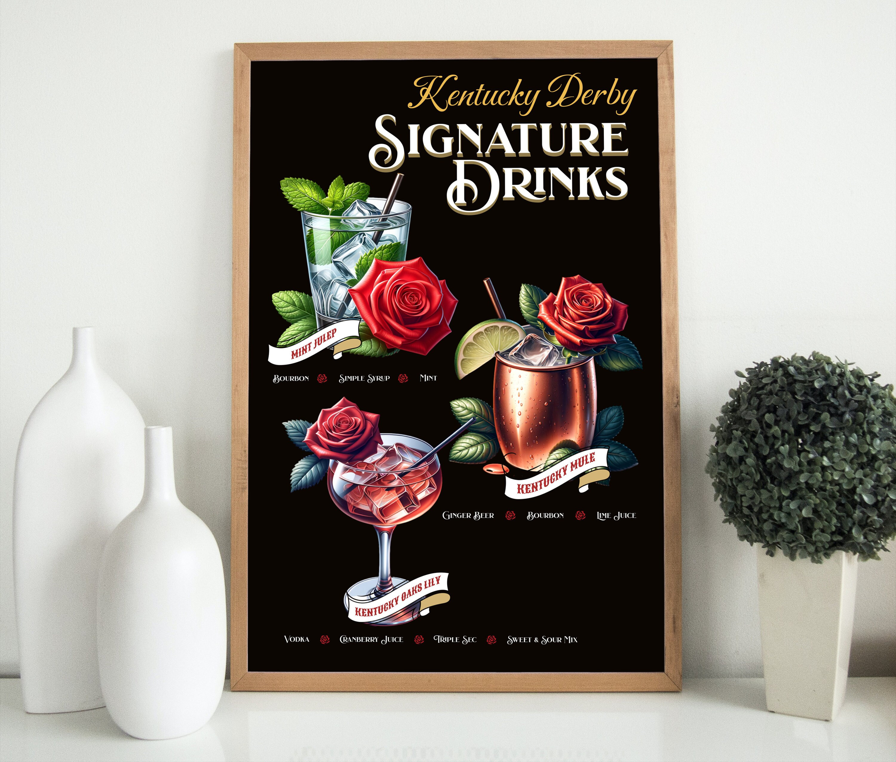 Kentucky Derby Signature Drinks Poster Mint Julep, Kentucky Mule ...
