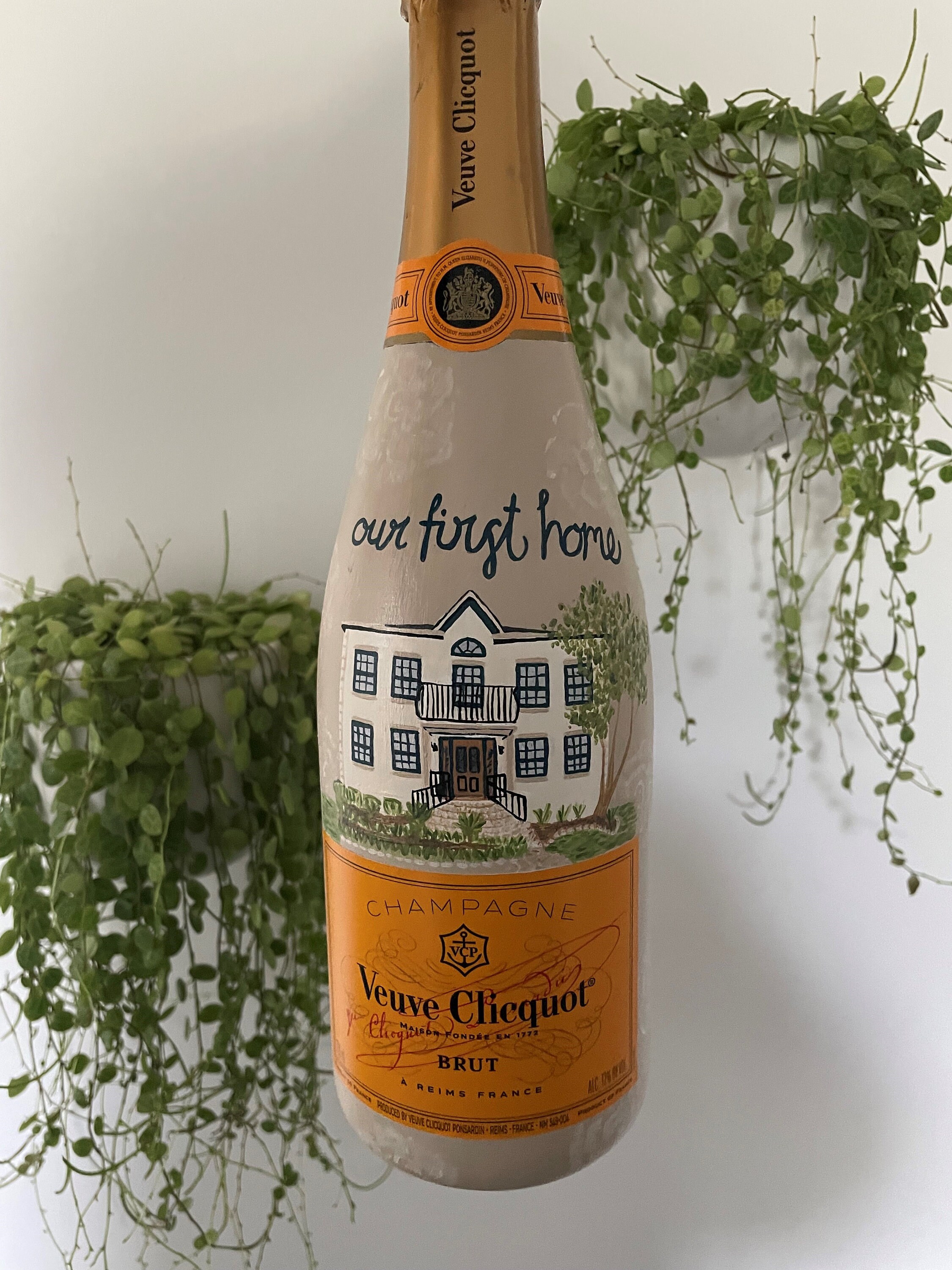 Custom Hand Painted Champagne Bottle - Etsy