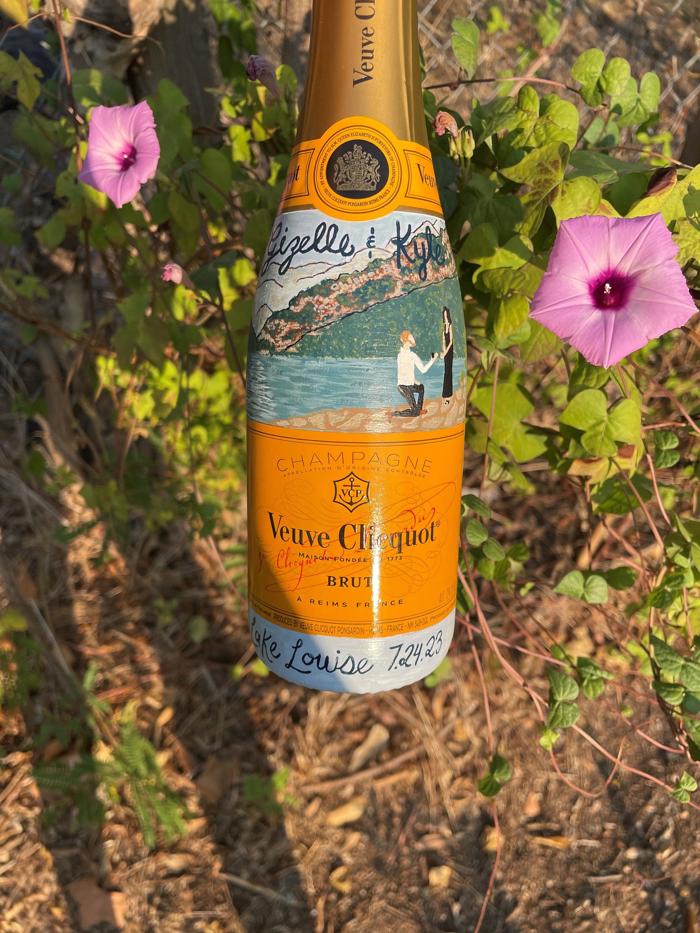 Custom Hand Painted Champagne Bottle - Etsy
