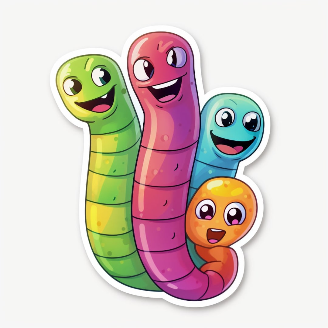 Gummy Worm Sticker - Etsy