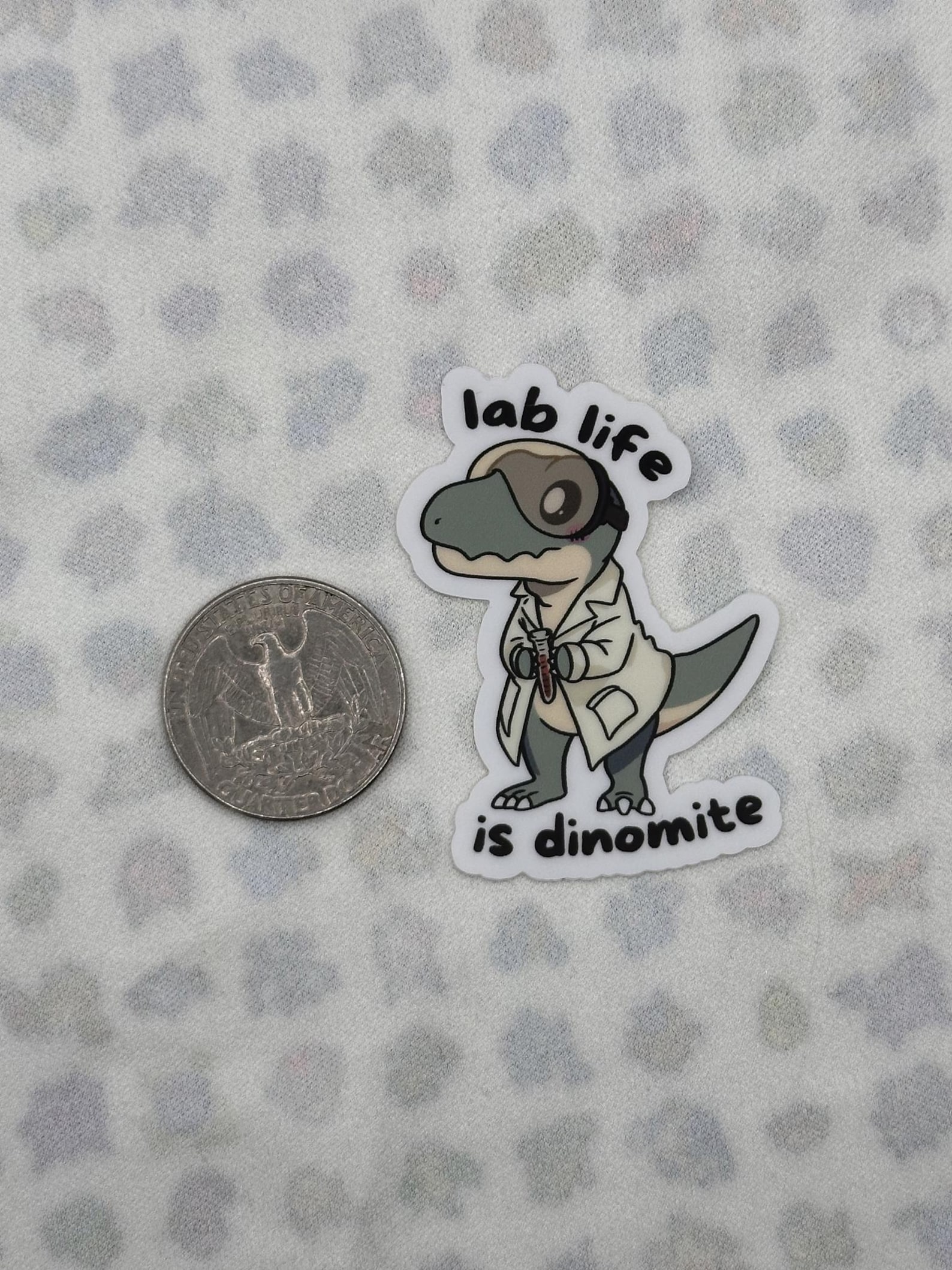 Cute Dinosaur in Lab Coat Sticker - Science Humor Gift for ...