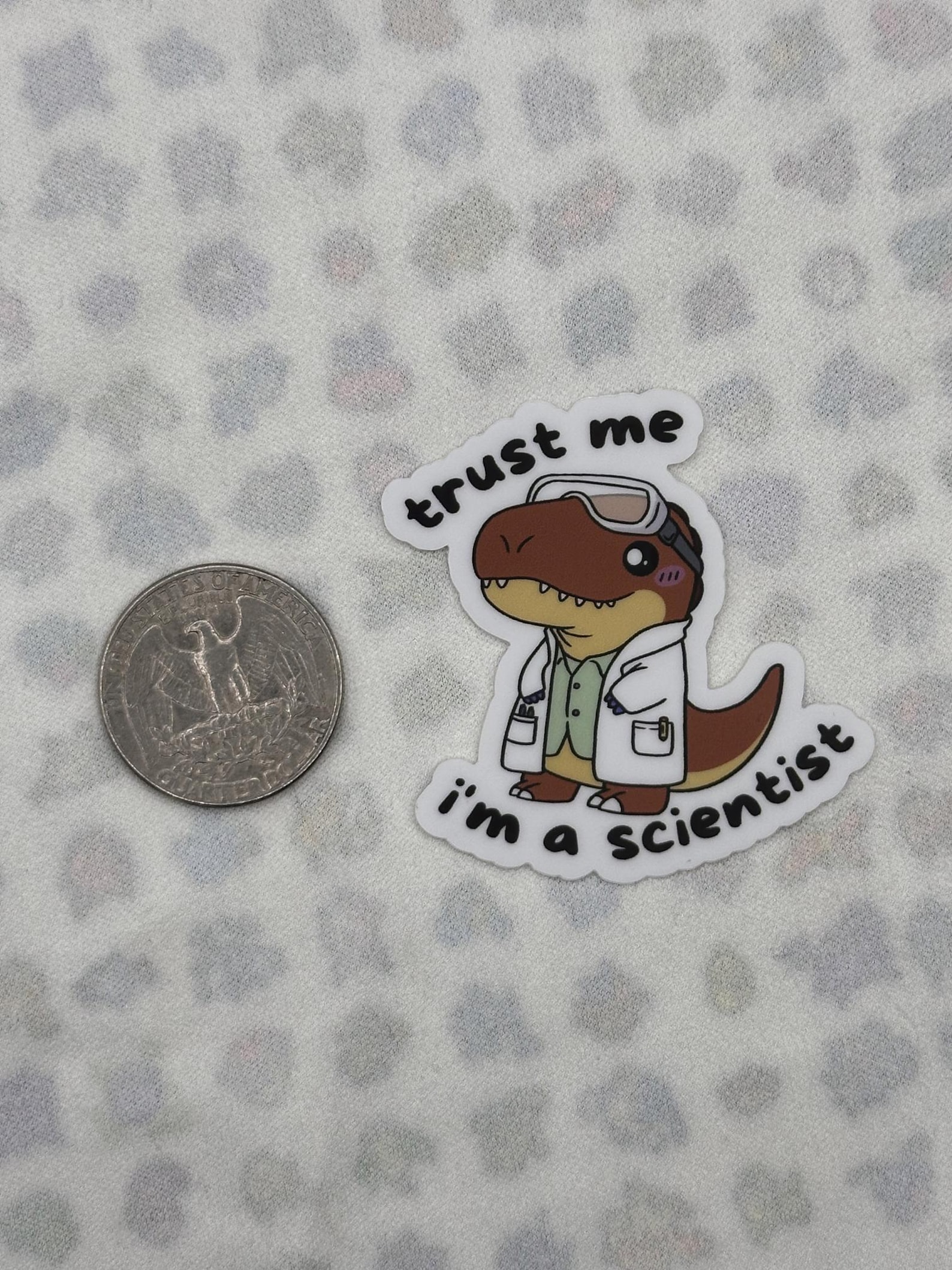 Cute Dinosaur in Lab Coat Sticker - Science Humor Gift for ...