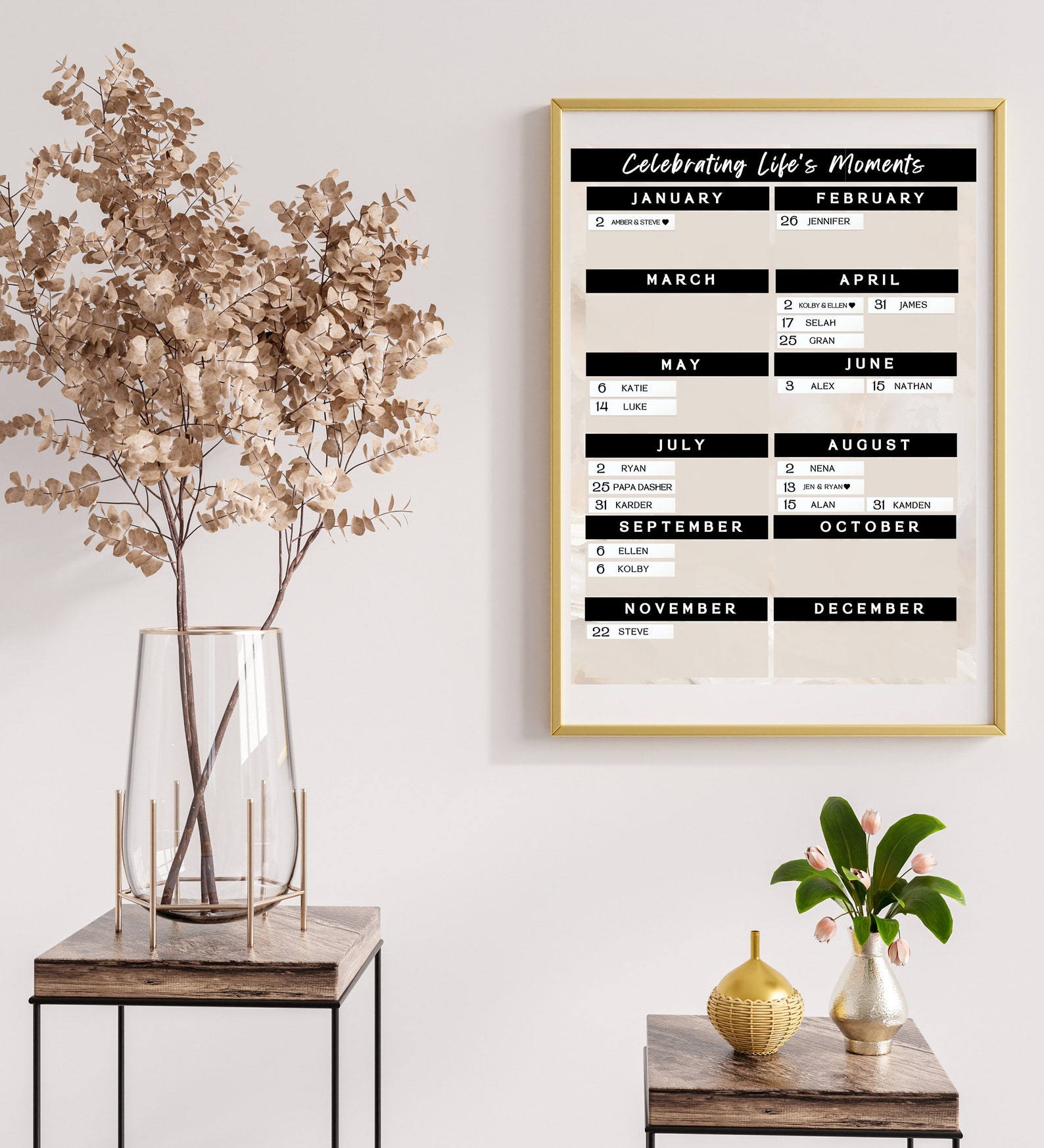 Birthday Calendar Wall Hanging Personalized Gift - Etsy