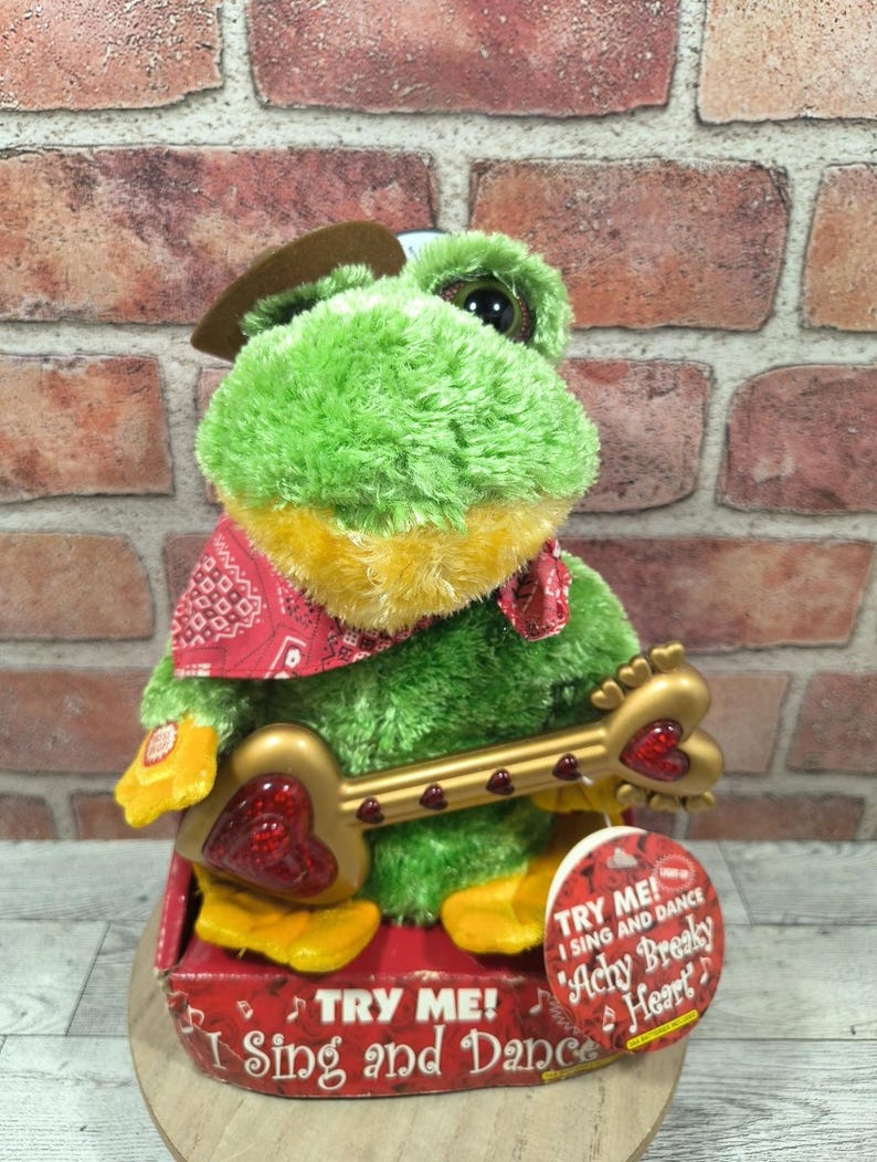 2003 DAN DEE Animated Singing Dance Guitar Lights Plush Frog Achy ...