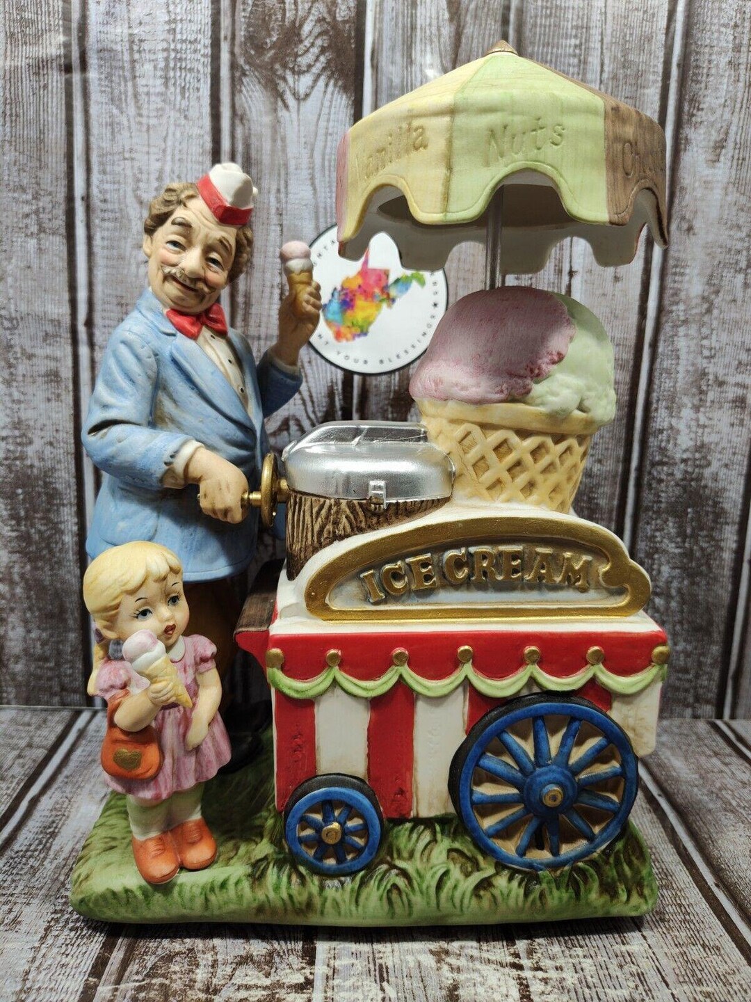 Waco Melody in Motion Ice Cream Vendor Bisque Porcelain Music Motion ...