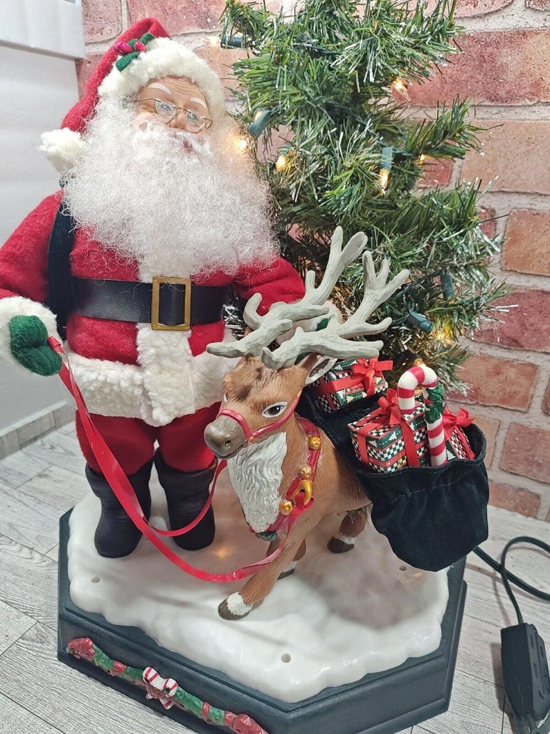 1996 Smile Musical Animated Santa Reindeer Vintage Christmas ...