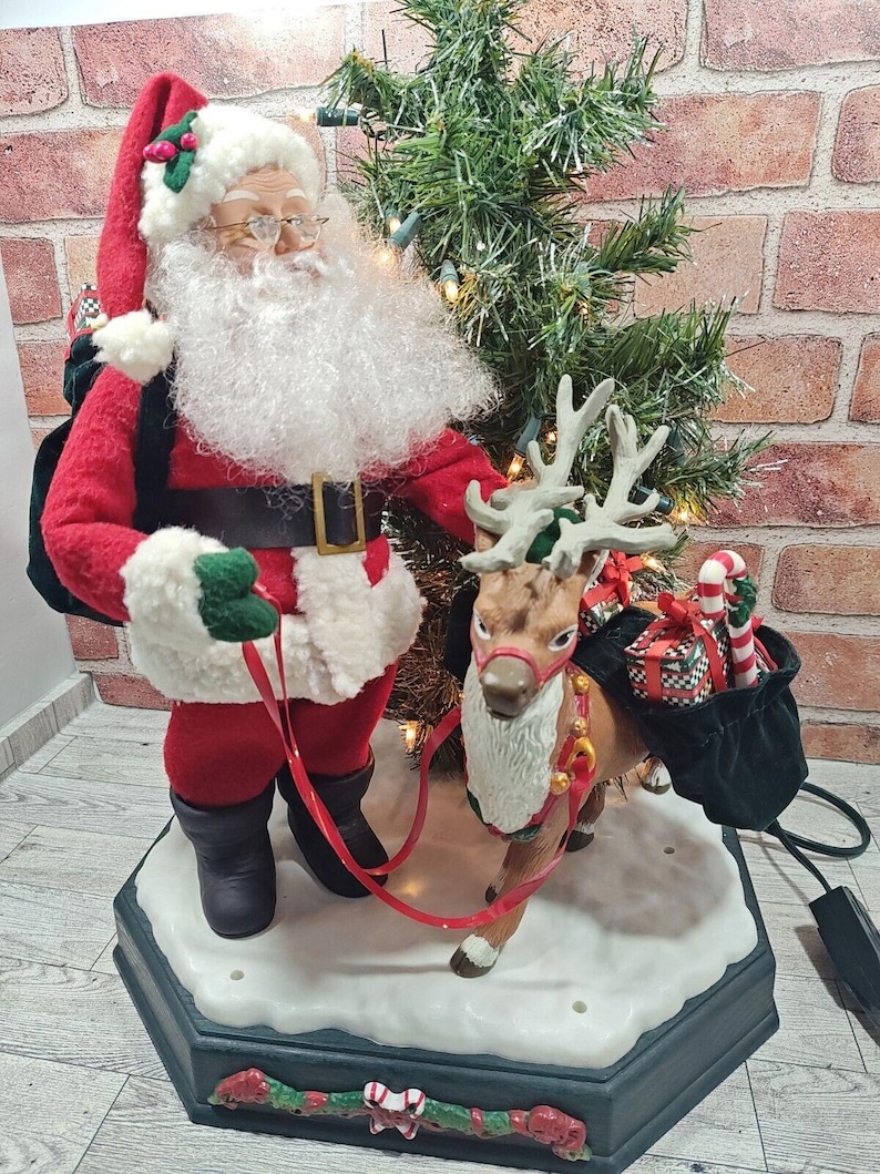 1996 Smile Musical Animated Santa Reindeer Vintage Christmas ...