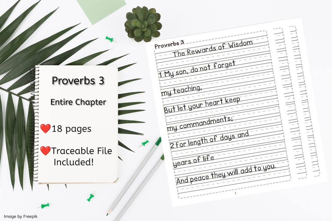 Proverbs 3 NASB Scripture Bible Copy Work Entire Chapter Charlotte ...
