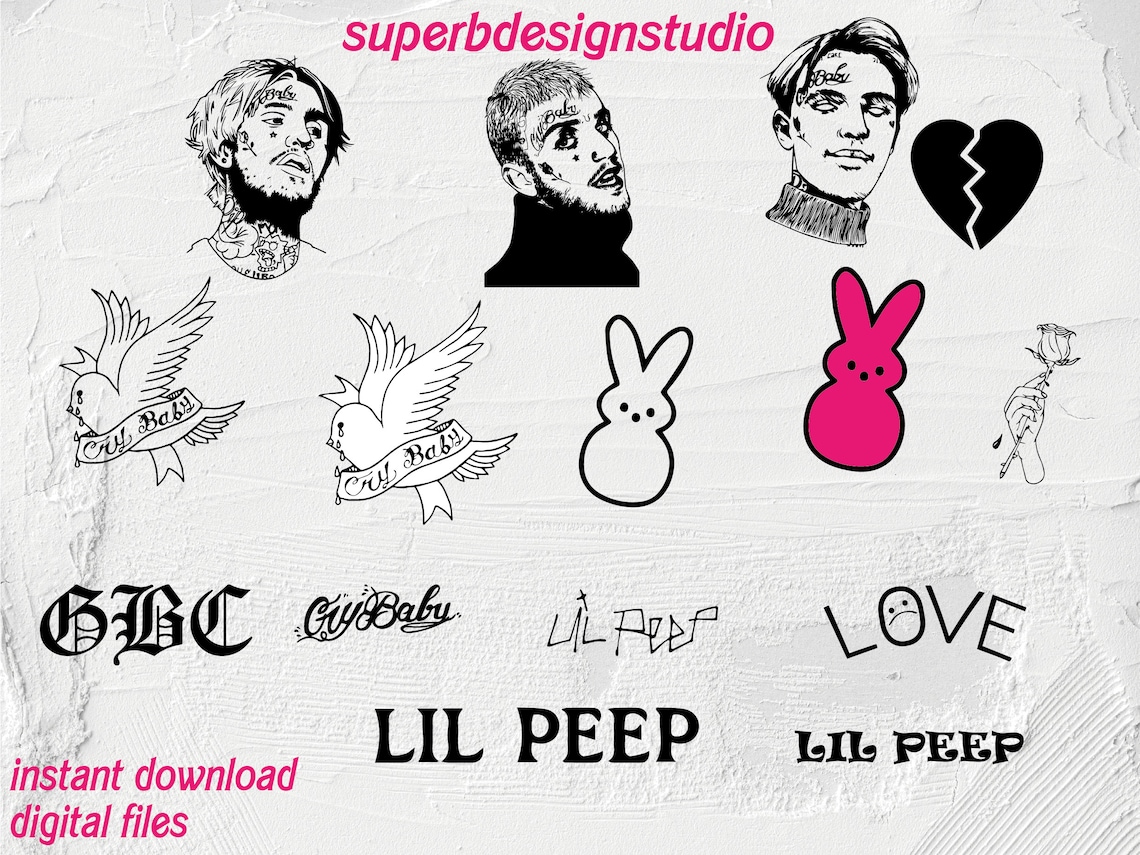 Lil Peep Svg Bundle, Lil Peep Tattoo Svg, Peep Svg, Lil Peep Bunny, Bad ...