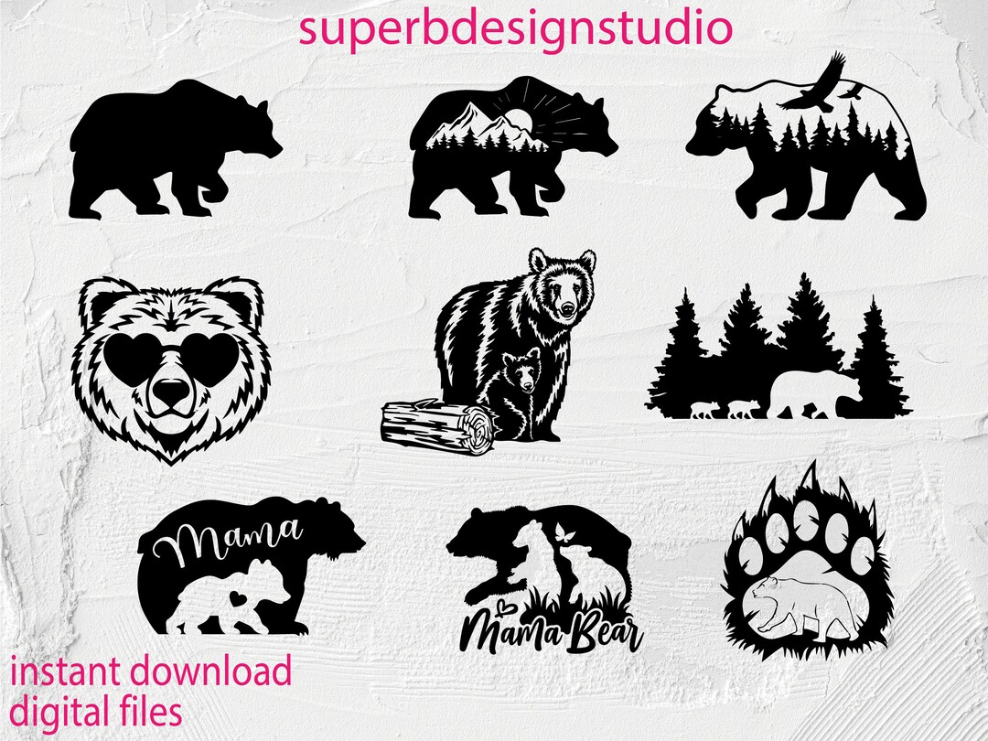 Bear SVG Bundle, Bear Silhouette SVG, Papa Bear Svg, Mama Bear Svg ...