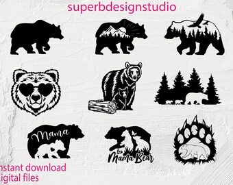 Bear SVG Bundle, Bear Silhouette SVG, Papa Bear Svg, Mama Bear Svg ...
