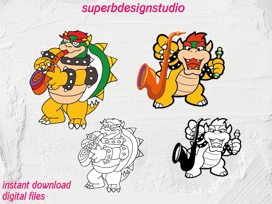 Bowser Playing Instrumant Svg, Bowser Music Svg, Bowser Play, Bowser ...