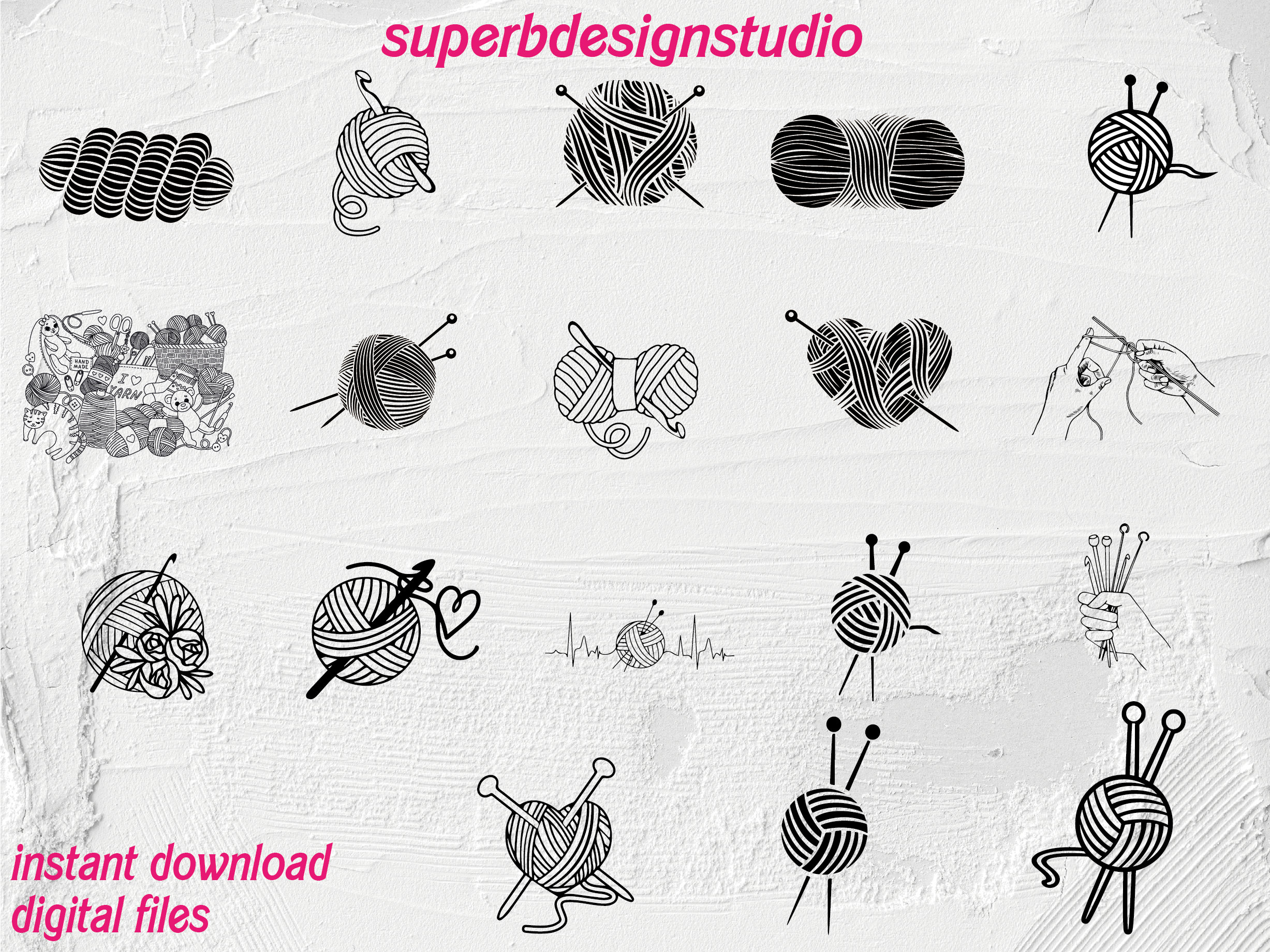 Knitting Svg Crochet Svg Yarn Svg Cut Files for Cricut Silhouette Yarn ...