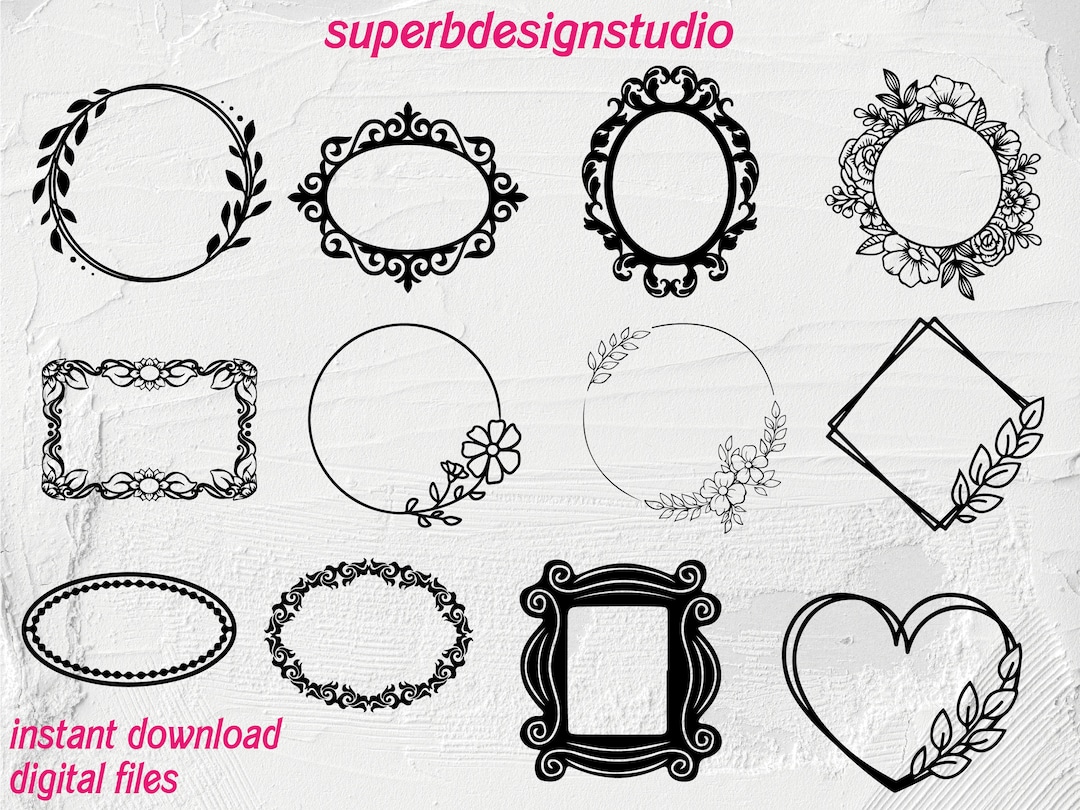 FLORAL RECTANGLE SVG, Floral Frames Svg, Floral Rectangle Clipart ...