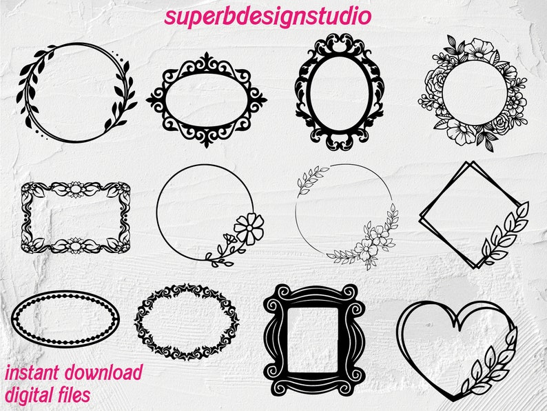 FLORAL RECTANGLE SVG, Floral Frames Svg, Floral Rectangle Clipart ...