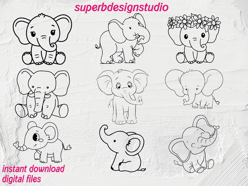 Baby Elephant Svg Bundle,cute Elephant,girl Elephant Svg,elephant ...