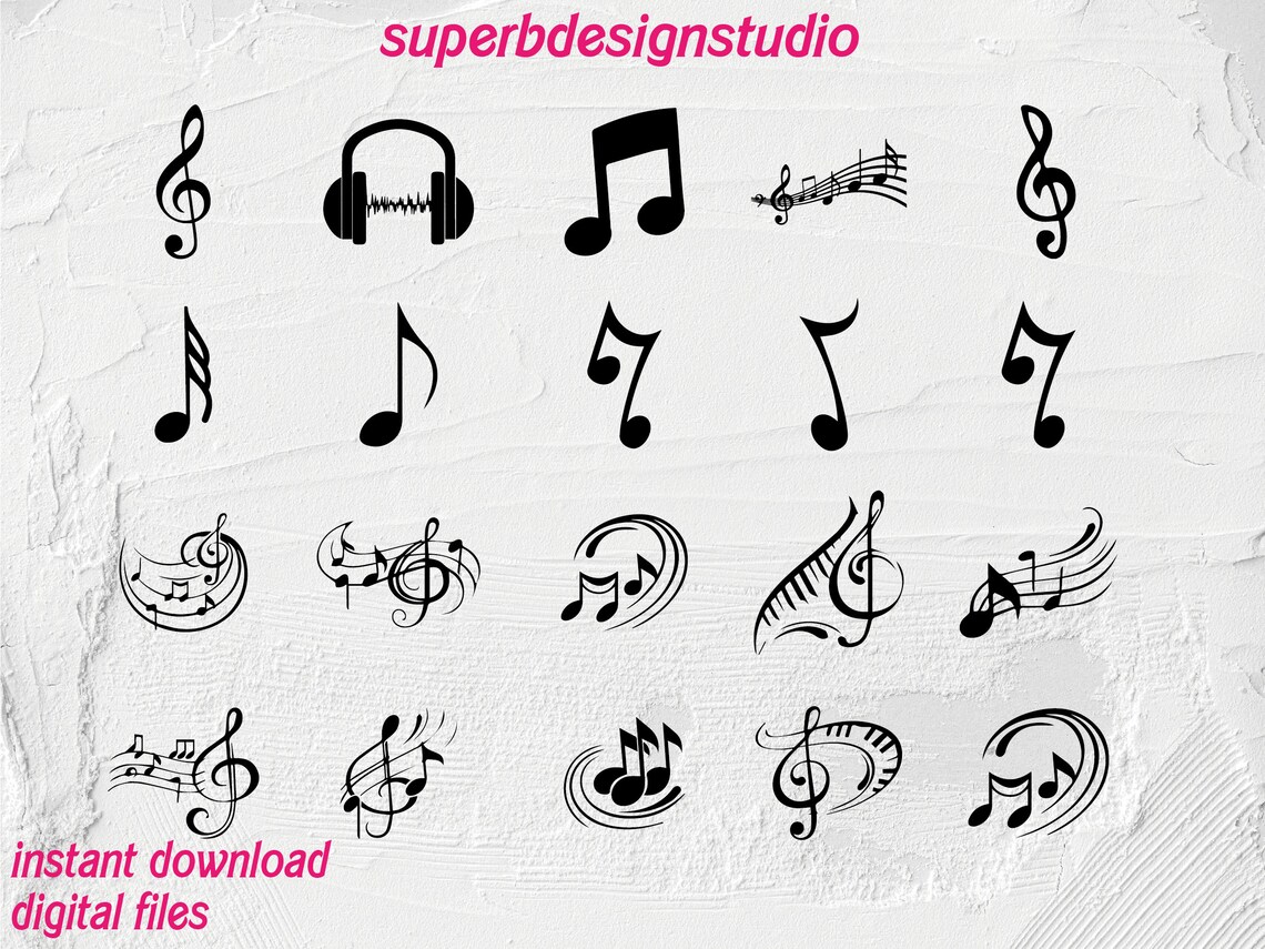 Musical Notes Svg Bundle, Instant Download, Notes Clipart , Music Notes ...