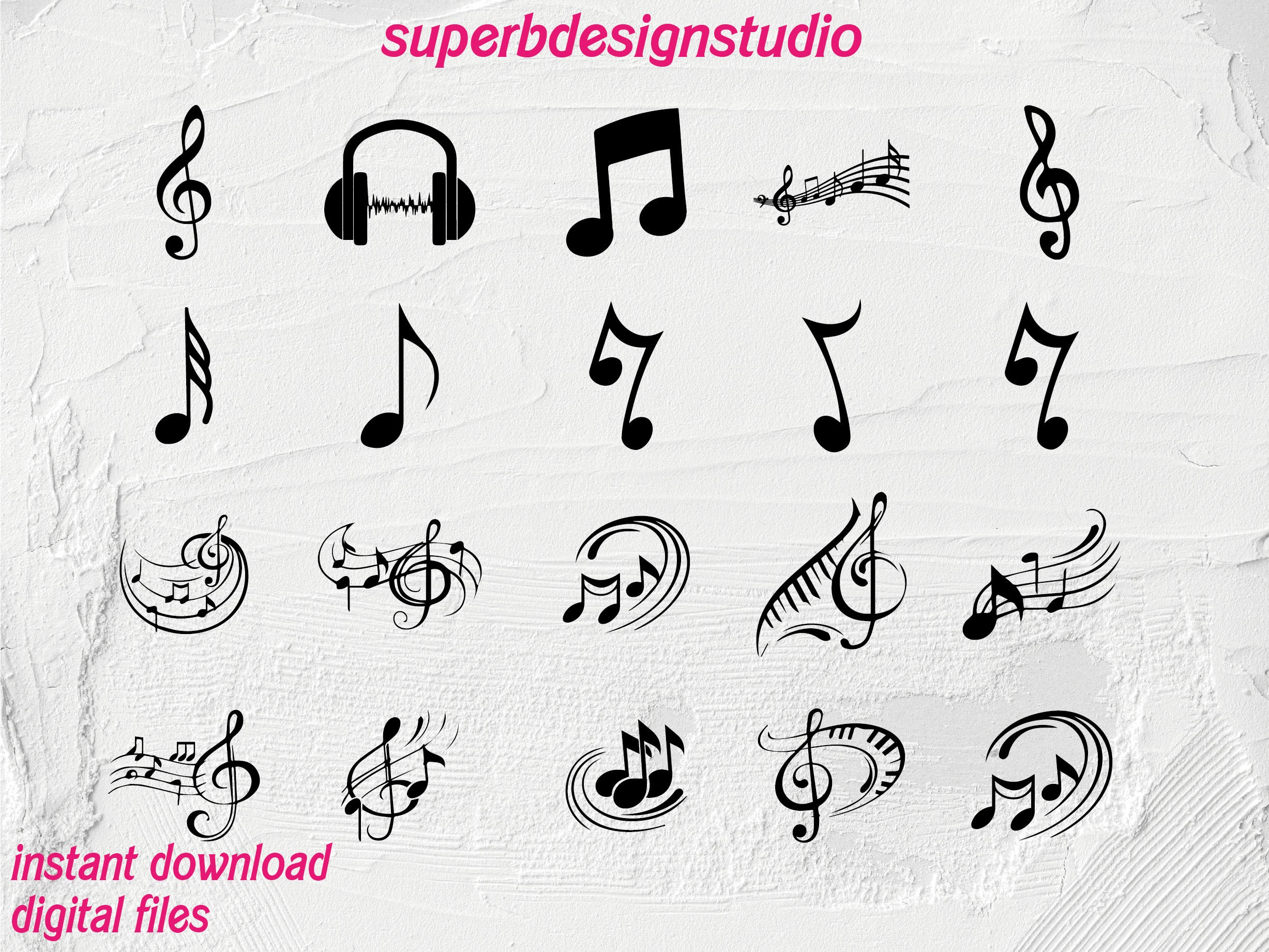 Musical Notes Svg Bundle, Instant Download, Notes Clipart , Music Notes ...