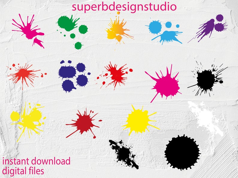 Paint Splatter SVG, Bundle, Paint Splats Svg, Paint Svg, Clipart ...