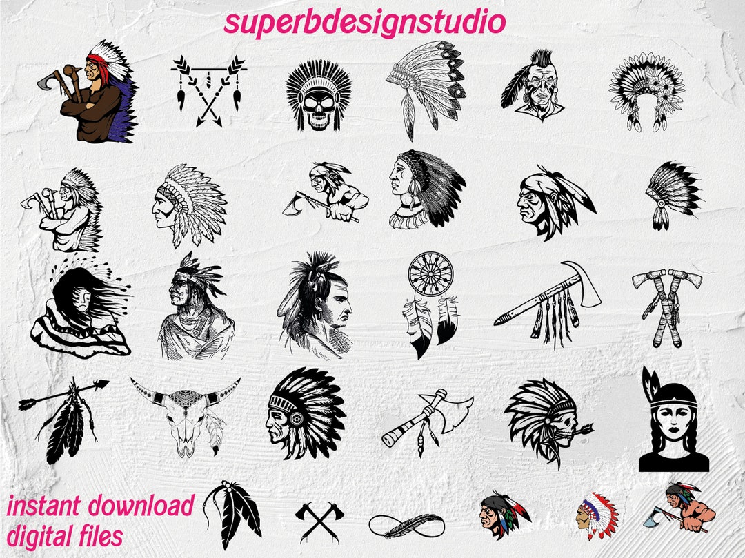 Native American Indian SVG Bundle - Tribal Vector Images Silhouette ...