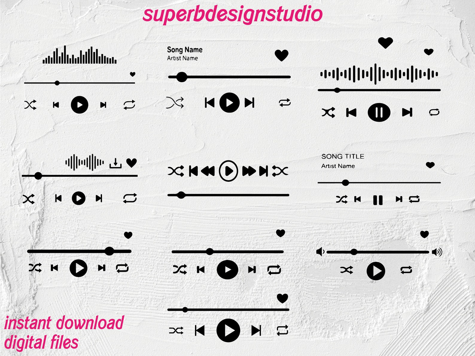 Music Player Svg Bundle,music Player Display, Audio Control Svg, Play ...