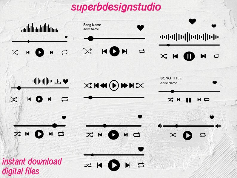 Music Player Svg Bundle,music Player Display, Audio Control Svg, Play ...