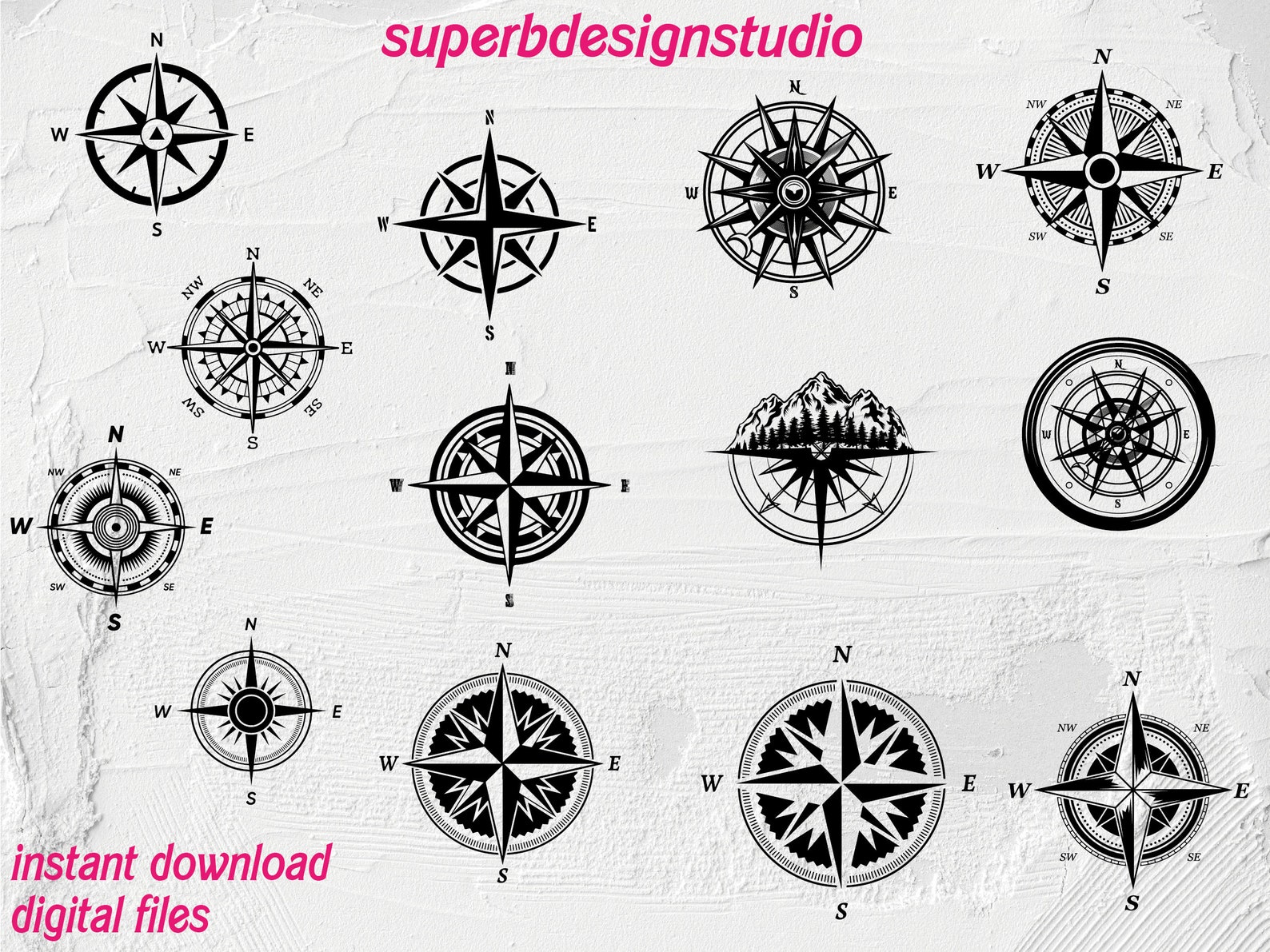Compass Collection Set - Compass SVG, Nautical Compass, Compass Clipart ...