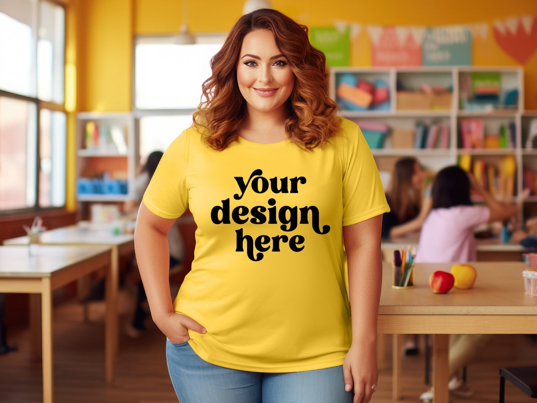 Yellow Bella Canvas 3001 T-shirt Mockup for Teachers | School Classroom ...