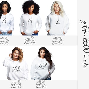 Gildan 18500 Size Chart Mockup Bundle | 4 Hoodie Size Charts | Gildan ...