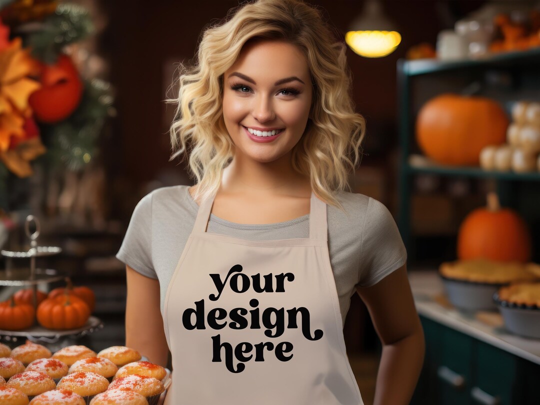 Autumn Thanksgiving Kitchen Apron Mockup | Holiday Printify POD White ...